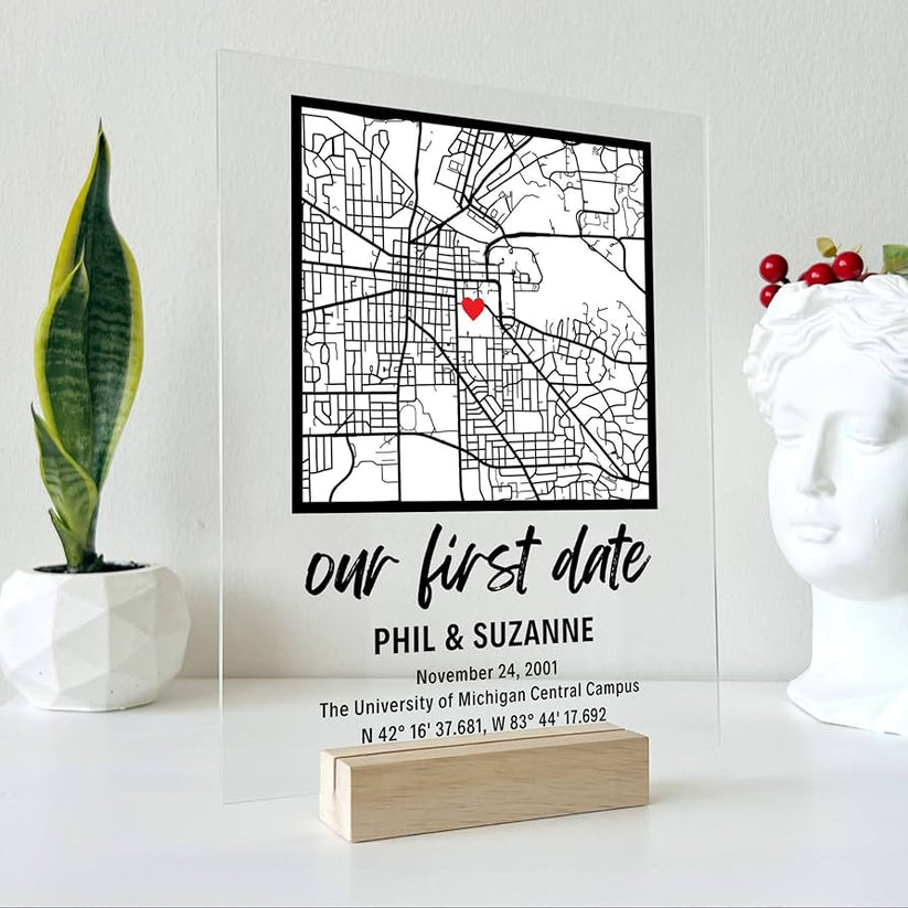 Custom "Where We Met" Map Plaque with Date, Location & Message ...